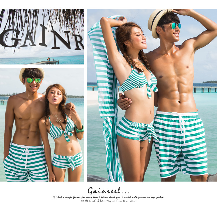 Купить Купальник для пары Песня Риель песню Цзяо ю полосатые пляжные ...