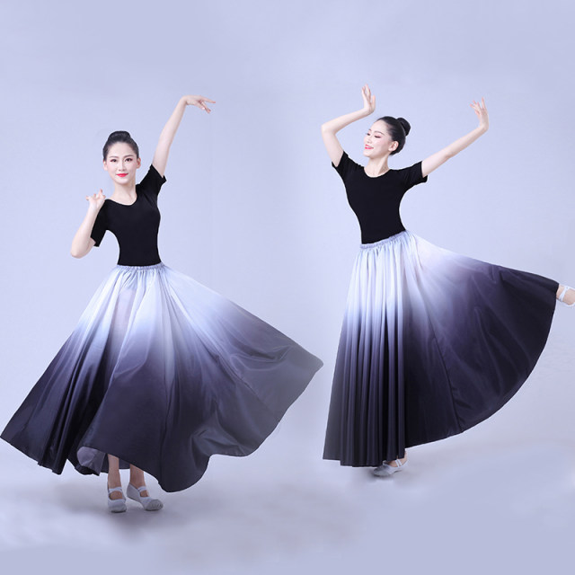 Xinjiang dance exercise skirt gradient color -changing dancing long dance long skirt classical ...