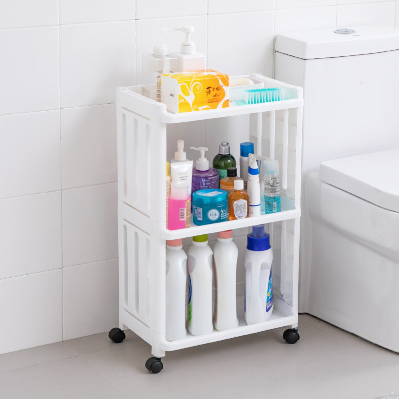 Buy Multi-layer plastic bathroom rack toilet floor rack floor-to ...