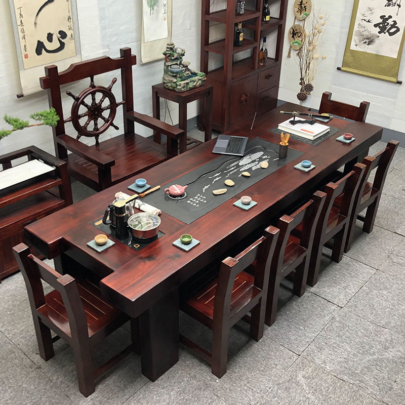 [USD 440.00] Old Ship Wood Tea Table and Chair Set New Chinese Solid ...