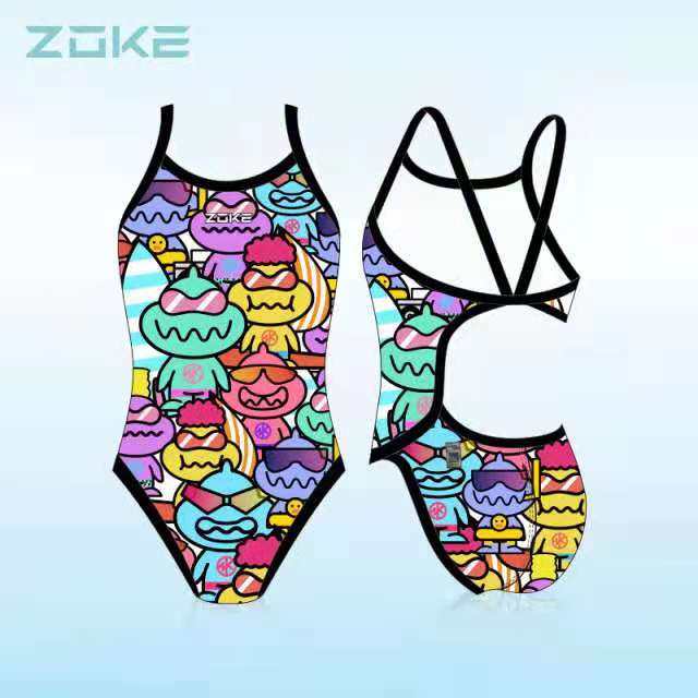 [USD 30.15] zoke Teenage Kids Swimsuit Cartoon Purple Little Marie ...