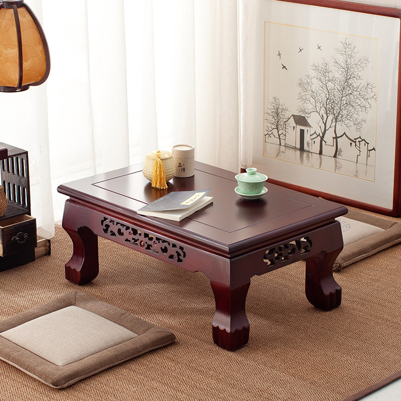 [USD 55.65] Tatami coffee table bay window table solid wood floor dwarf ...