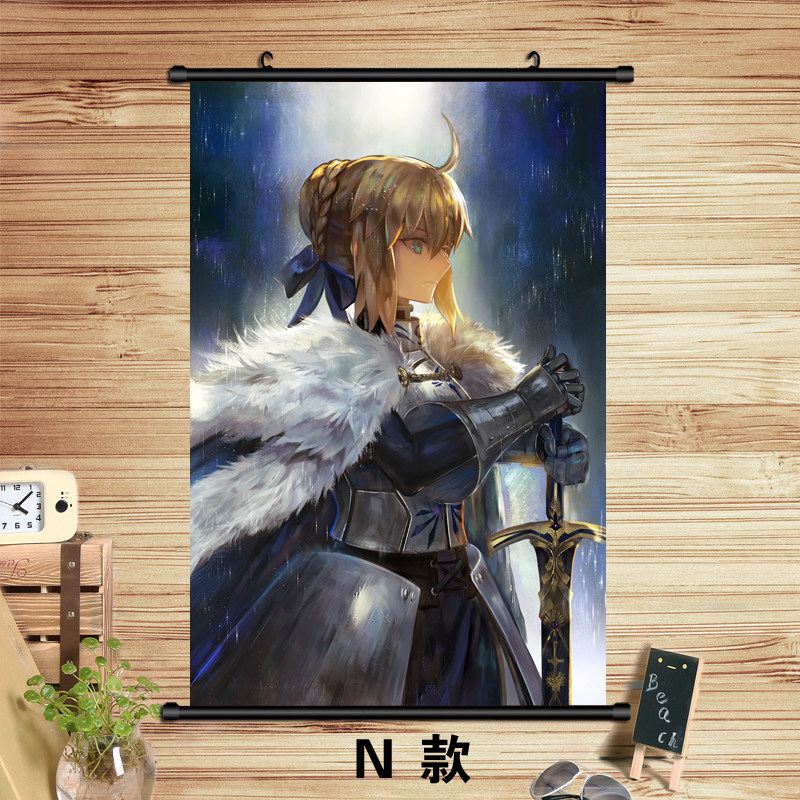 [USD 9.23] FGO Fate Poster Wallpaper Saber Hanging Painting Black ...