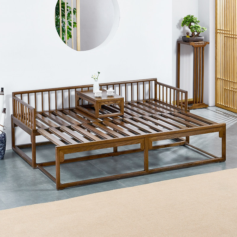 [USD 569.64] Luohan Bed New Chinese Solid Wood Sliding Bed Small Living ...