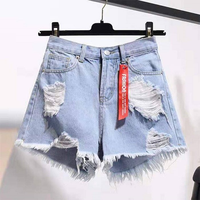 Buy Tega fat plus size women's denim shorts ladies 200 pounds fat MM ...
