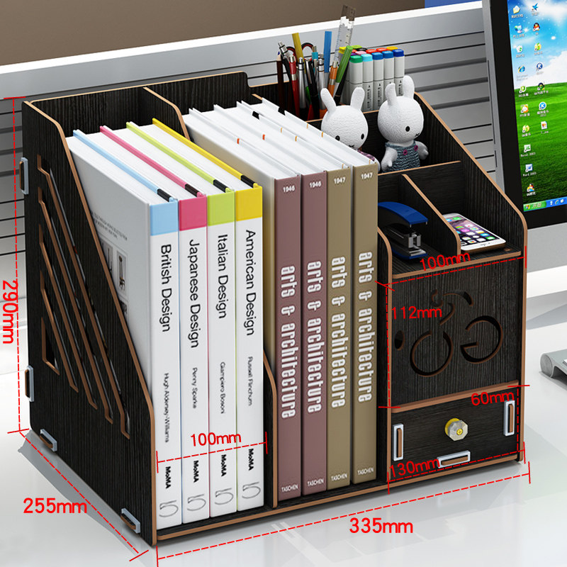 Buy Wooden File Rack Desktop folder storage box office supplies file ...