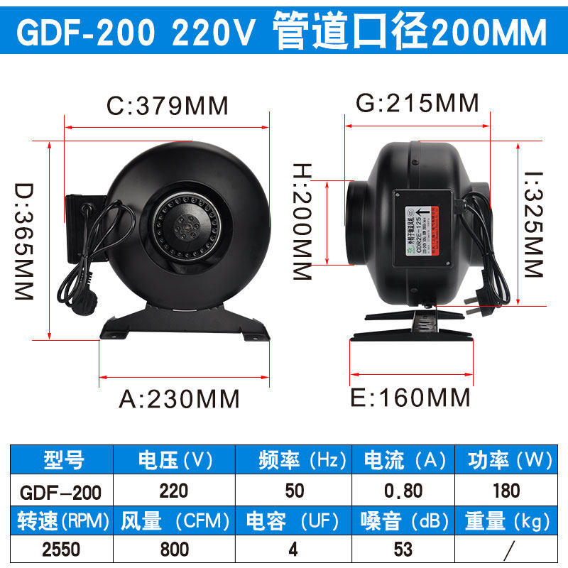 [USD 56.96] GDF Series Circular Duct Fan Coaxial Centrifugal Fan Duct ...