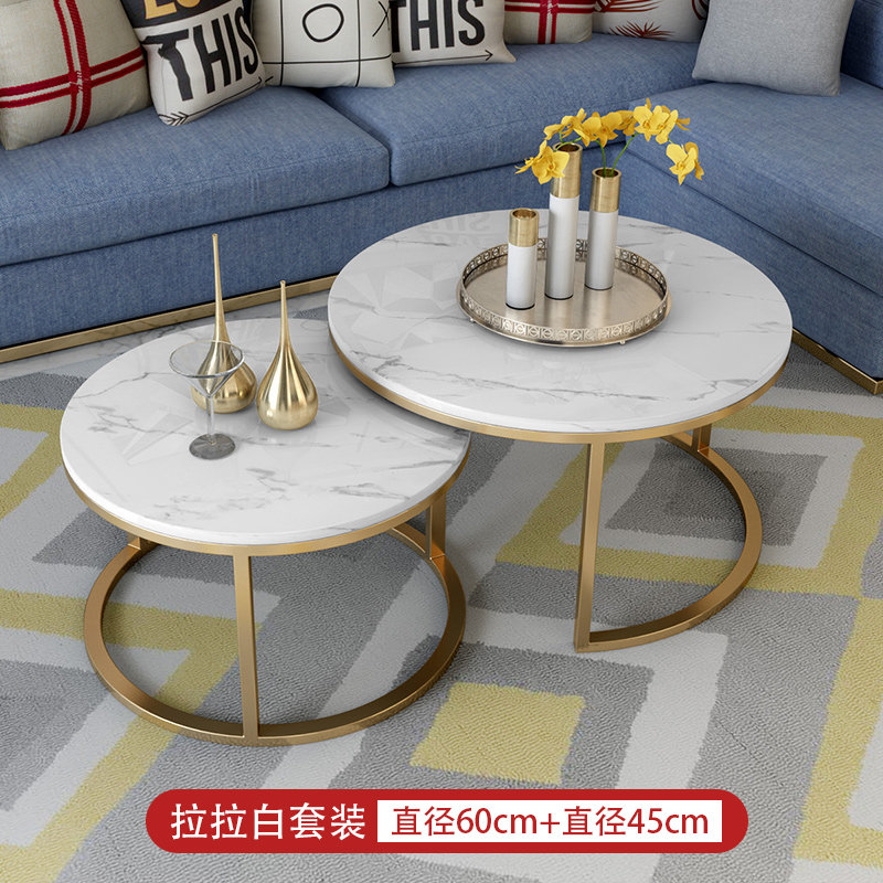 Buy Marble Nordic tea table living room home simple high and low black ...