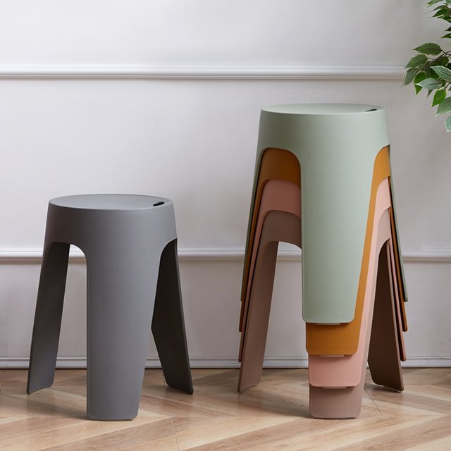Household plastic stool creative windmill round stool thickened ...