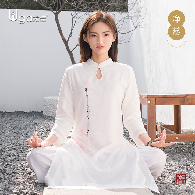 You Jia yoga suit set female spring and summer Chinese cotton and linen ...