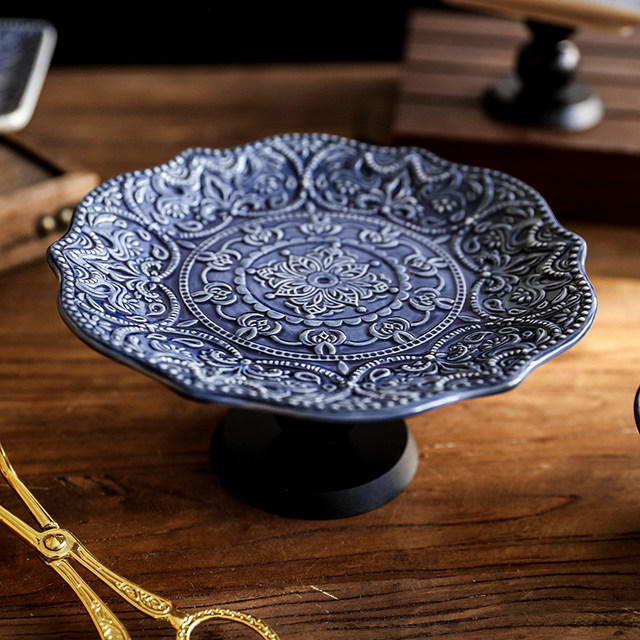 European embossed tea tray ceramic snack tray exquisite retro fruit ...