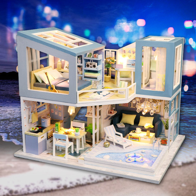 Hongda DIY hut villa handmade gift house model assembly European art ...