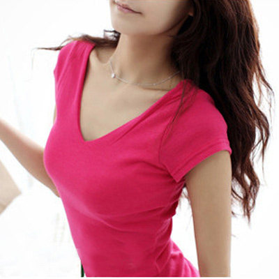 2023 Xia Han version of pure cotton V -neck short -sleeved T -shirt ...