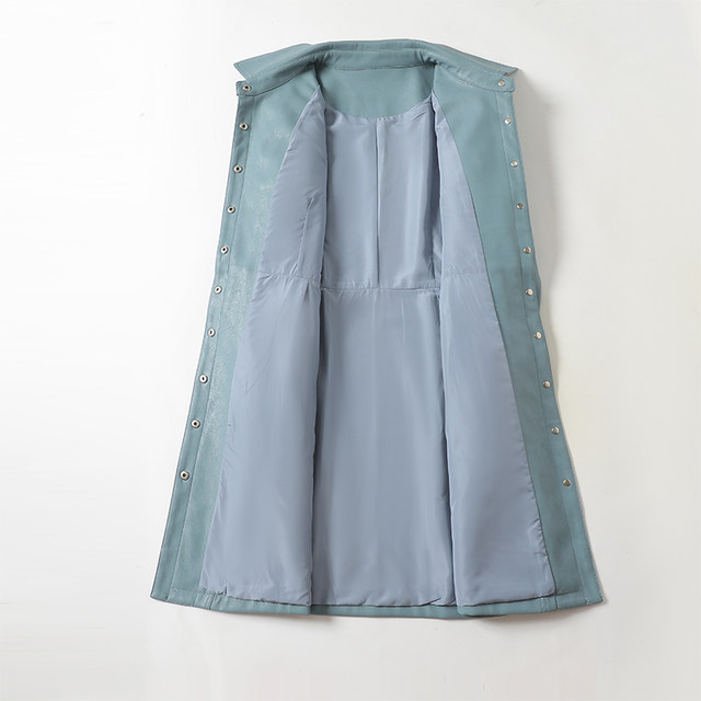 Haining leather jacket for women mid-length slim temperament sheepskin ...