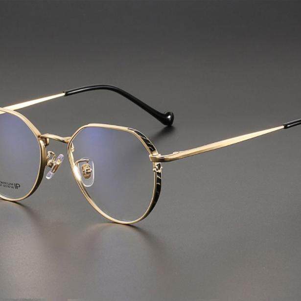 Pure titanium glasses frame polygonal fashion retro glasses frame thick ...