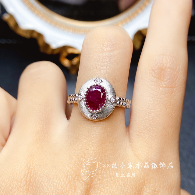 Natural Ruby Ring for Women 925 Silver Inlaid Gems 68 Old Burning ...