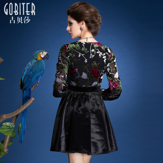 Gu Beisha's high -end brand velvet splicing mesh yae qi mothers ...