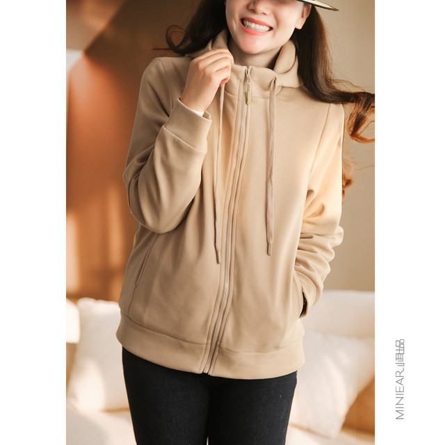 Little ear produced 90 white duck velvet solid color hooded thick ...