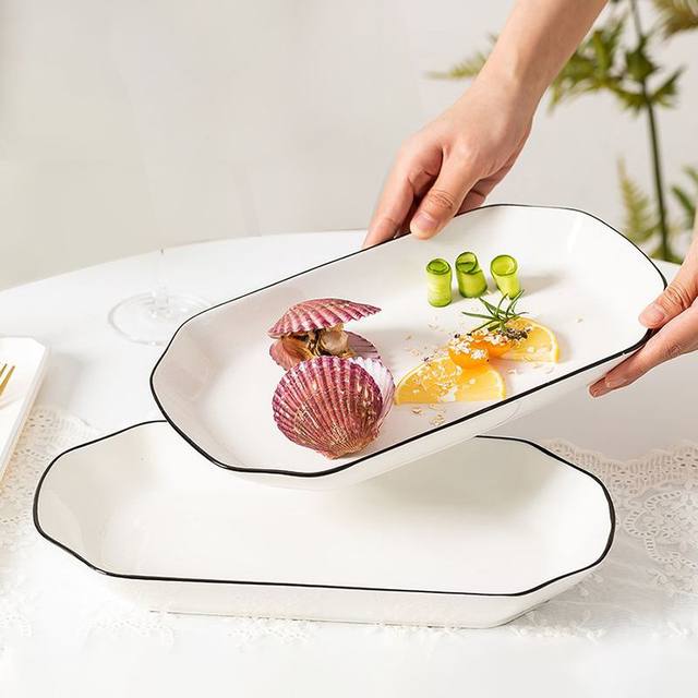 Fish plate household steamed fish plate 2025 new rectangular fish plate ...