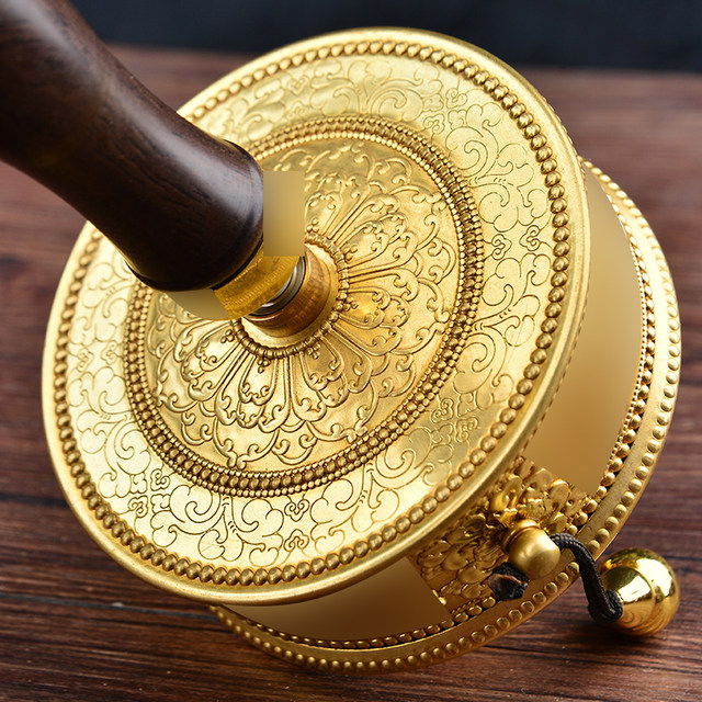 Tibetan sutra turning simple bronze pure copper hand-cranked wheel hand ...