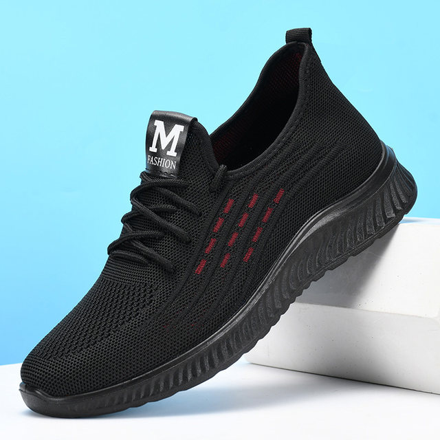 Chef's shoes men's non-slip all black breathable kitchen black work ...