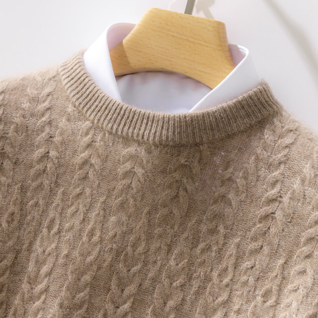 Autumn and winter new 100%pure cashmere sweater male round neck thick ...