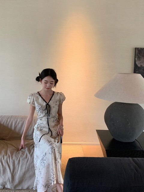 Thecoco original black and white branch dress for women in summer print ...