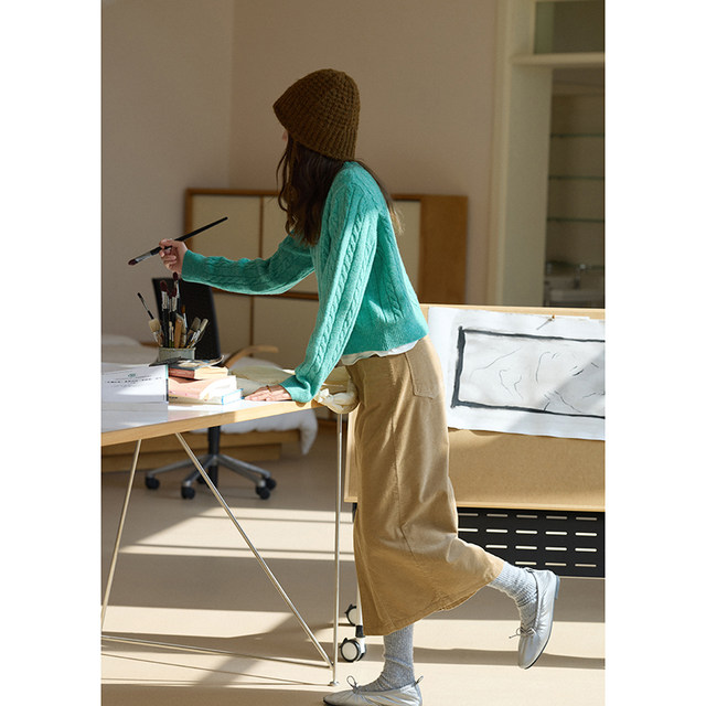 MISAZ corduroy splicing simple midi skirt, treasure items for winter ...