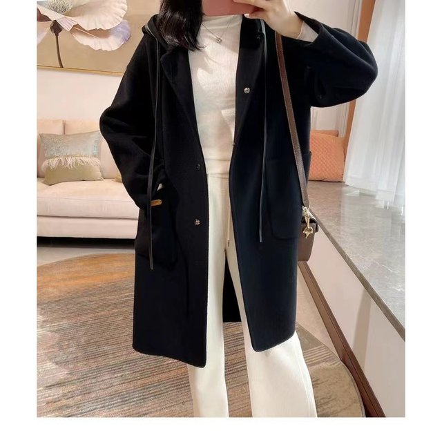 2307 Fashion Korean version hooded mid-length casual high-end double ...