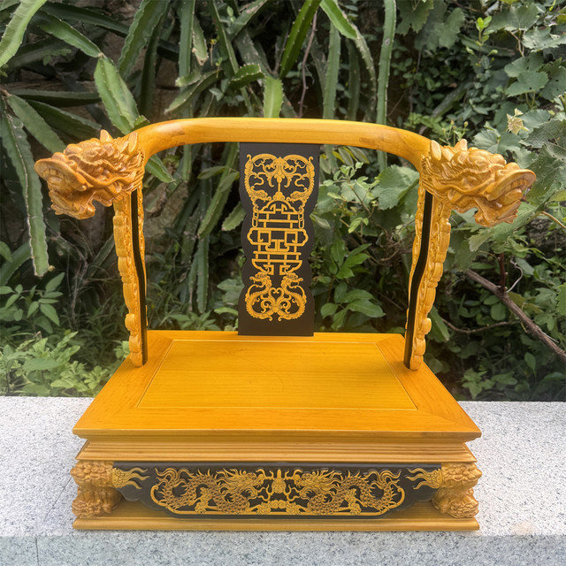 God statue chair, Shuanglong chair, solid wood carving, incense chair ...