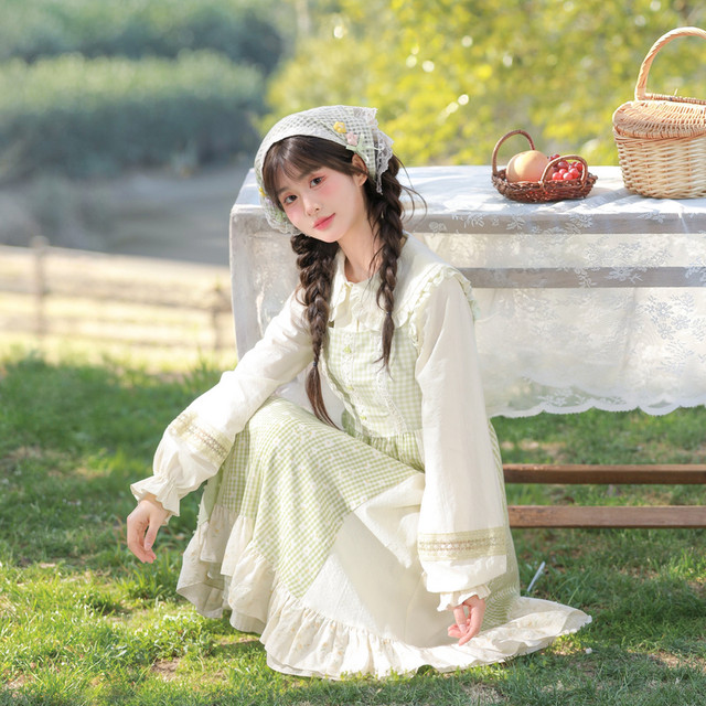 Original sweet style of the Sen Girl tribe, splicing design, vest skirt ...