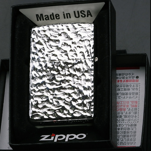 ZIPPO/ZIPPO lighter platinum-plated hammered concave-convex texture ...