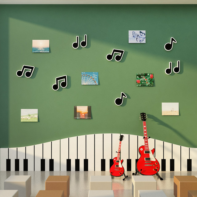 Music classroom wall decoration piano row keyboard notes wall stickers ...