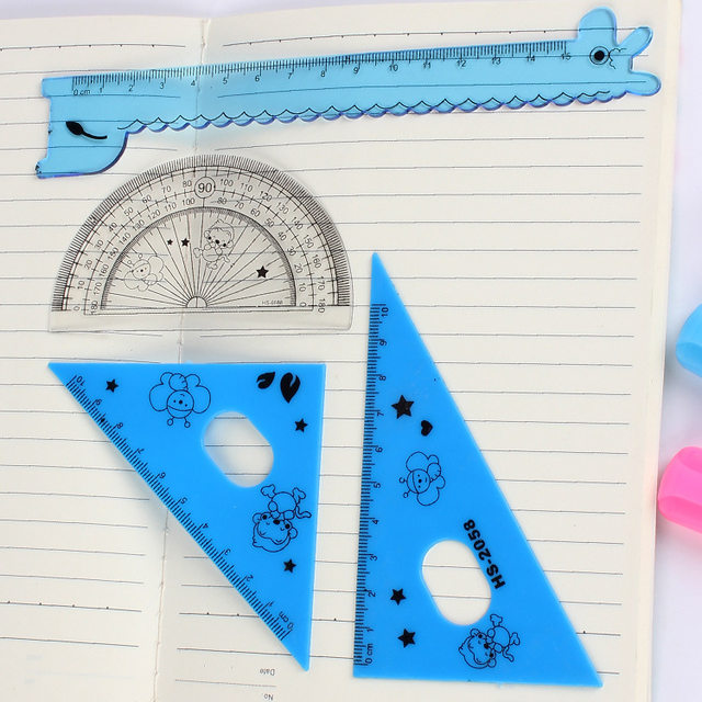 Ruler Set Cartoon Animal Shape Ruler Set Four-piece Set Triangular ...
