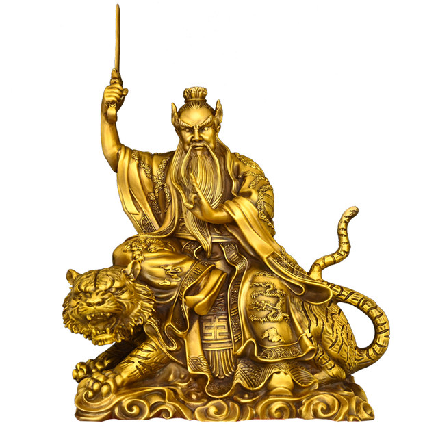 Riding a tiger Zhang Tianshi Swing Dragon Tiger Mountain holding the ...