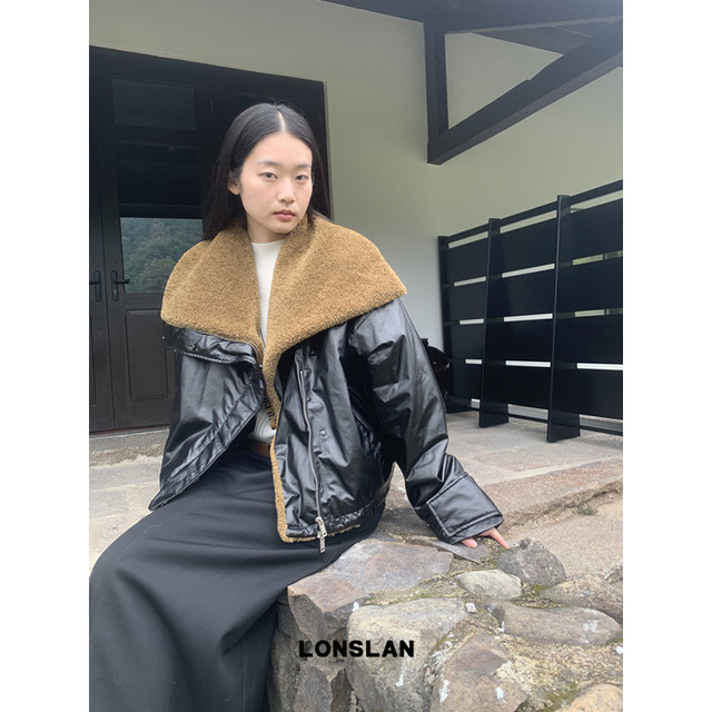 LOSLAN 2024 Autumn and Winter New Big Modeling Lamb Wool Stranged ...