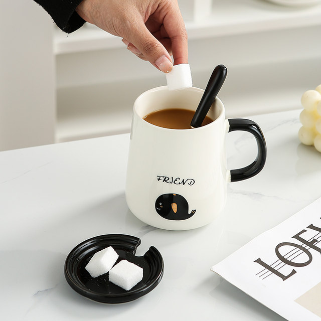 Creative personality Trend Ceramic Coffee Mark Cup with a built -in ...
