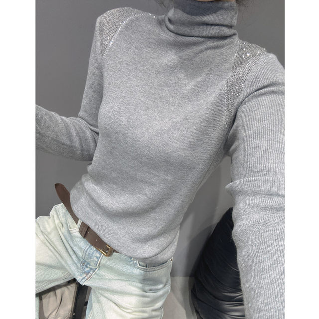 Autumn and winter pile collar drilling sweater, long -sleeved female ...