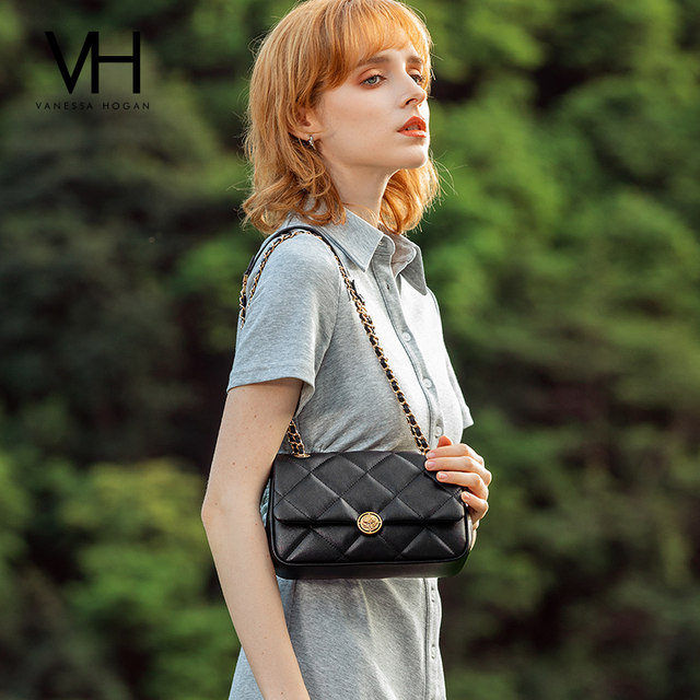 VH women's bag rose series Helen shoulder bag rhombus bag leather chain ...