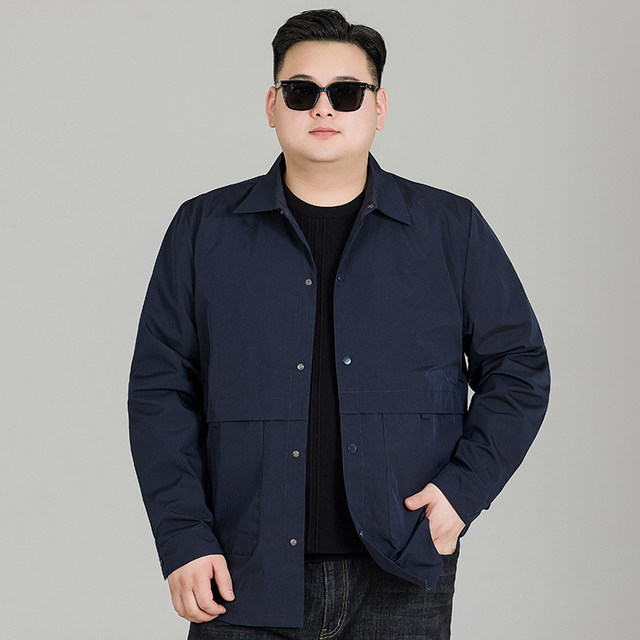 Fat man's fashionable lapel loose jacket single-breasted top plus fat ...