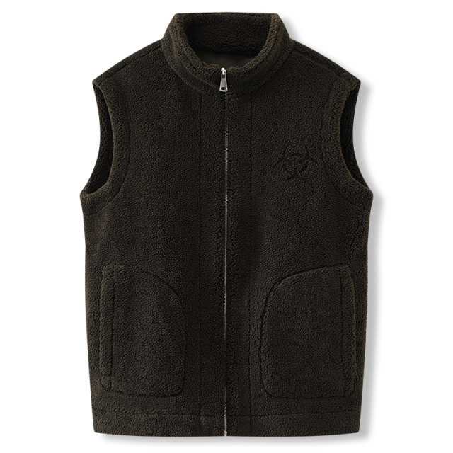 Plus size plus size men's fleece vest extra large fat guy loose stand ...