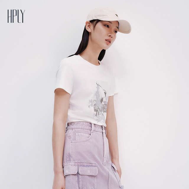 HPLY Hebili 2025 summer new women's cotton-containing refreshing slim ...
