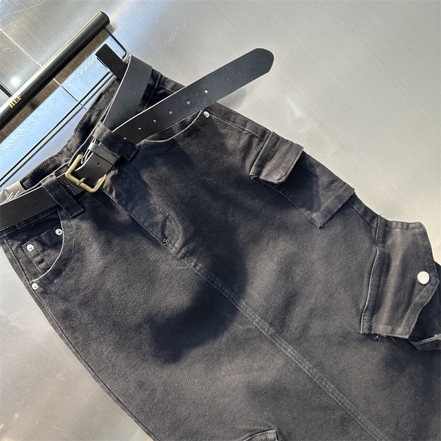 Personal Pocket Design denim mid -long skirt female 2024 autumn new ...