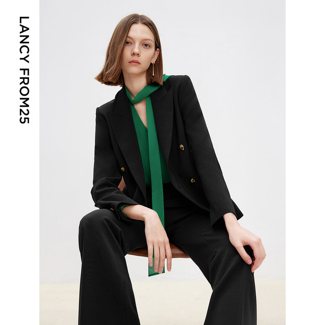 Langzi French high-end design suit business formal wear waist-hugging black suit jacket 2025 ...