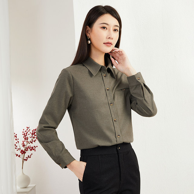 Lusi Belle Fur-Woven Shirt Women's New Spring and Autumn Fashion Commuter High-end Long-sleeved ...