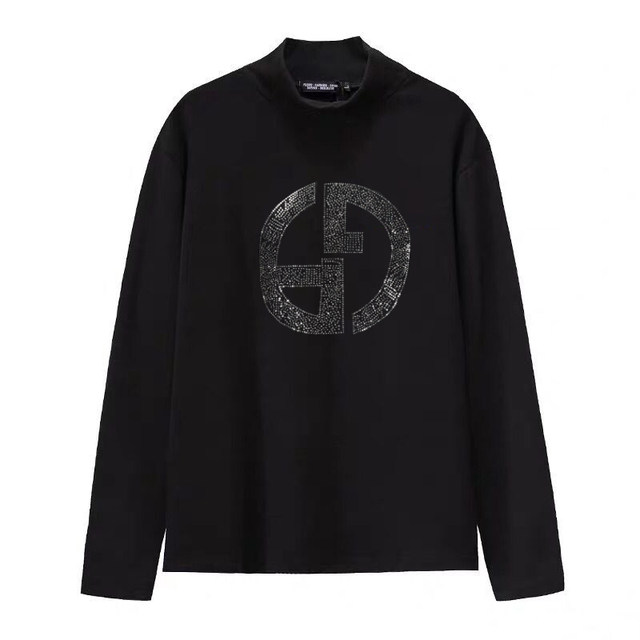 Autumn and winter men's middle half -high collar bottom shirt slimming ...