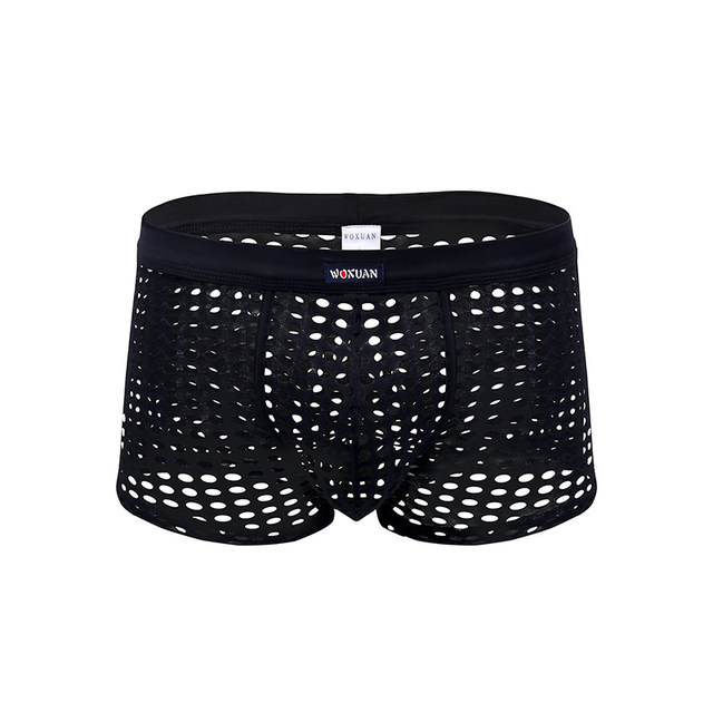 Men's underwear low waist sexy large mesh boxer pants men's U-convex ...