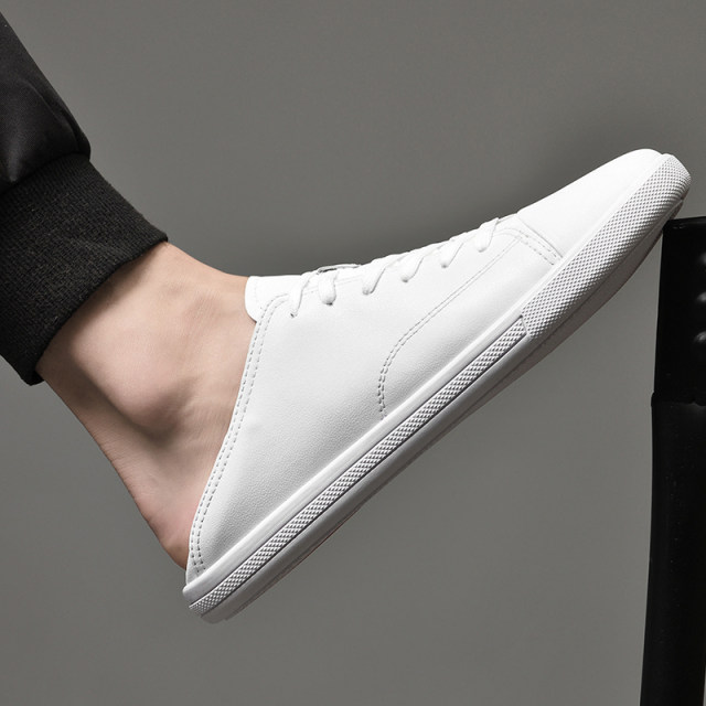 White shoes for men spring and autumn genuine leather business board ...