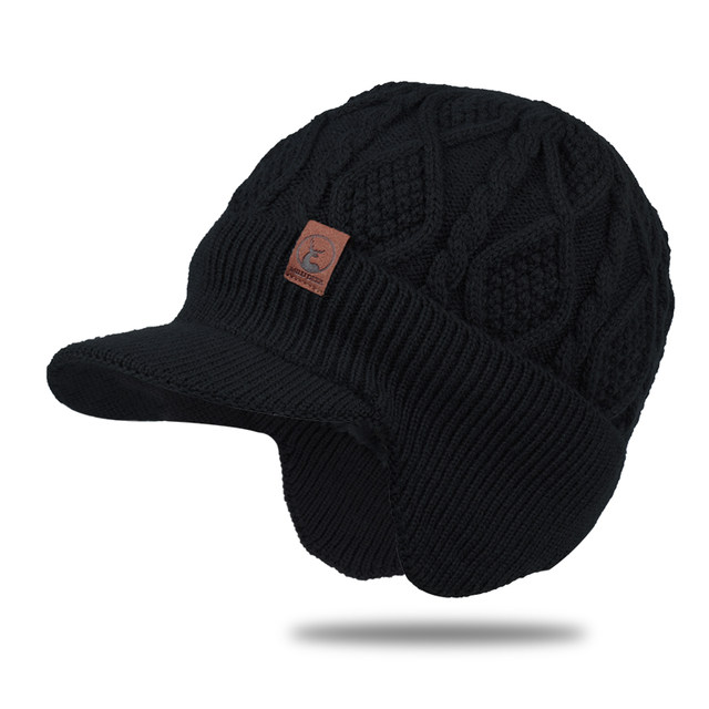 Men's autumn and winter wool hat plus warm knitted knitted duck tongue ...