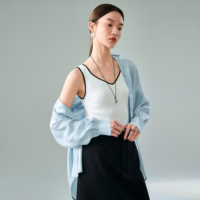 Beige V-neck Knitted Vest for Women MOFAN 2025 Summer New Breathable Skin-Friendly Skin-Friendly ...